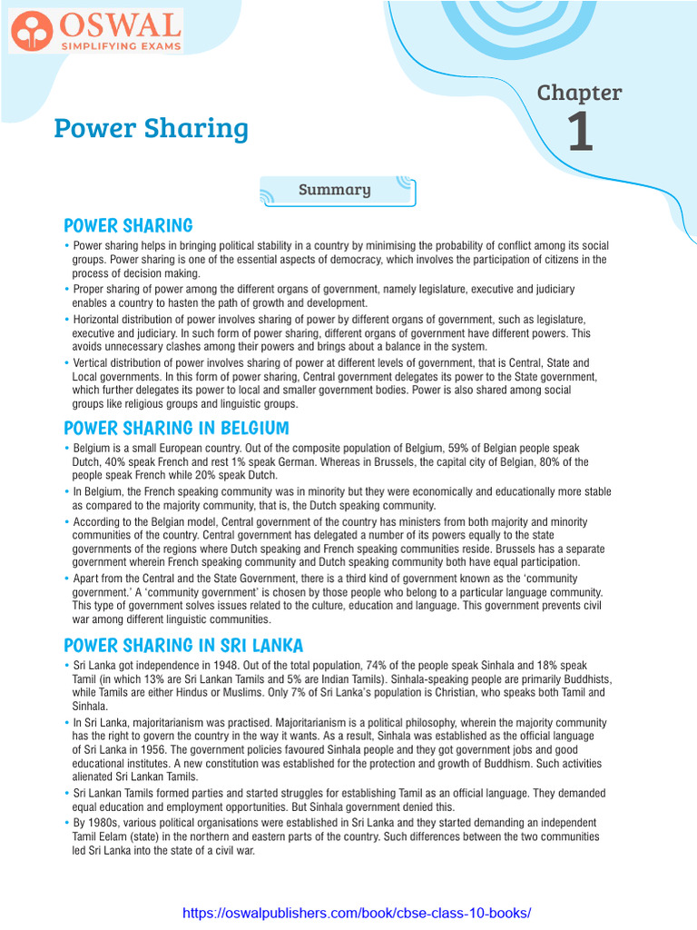 NCERT Solutions For Class 10 Political Science Chapter 1 Power Sharing ...