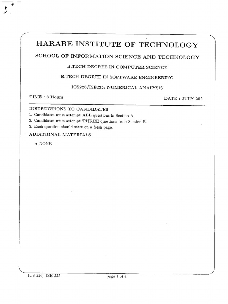 Numerical Analysis - ICS (IIT (ISE (ISS (ISA 226 | PDF