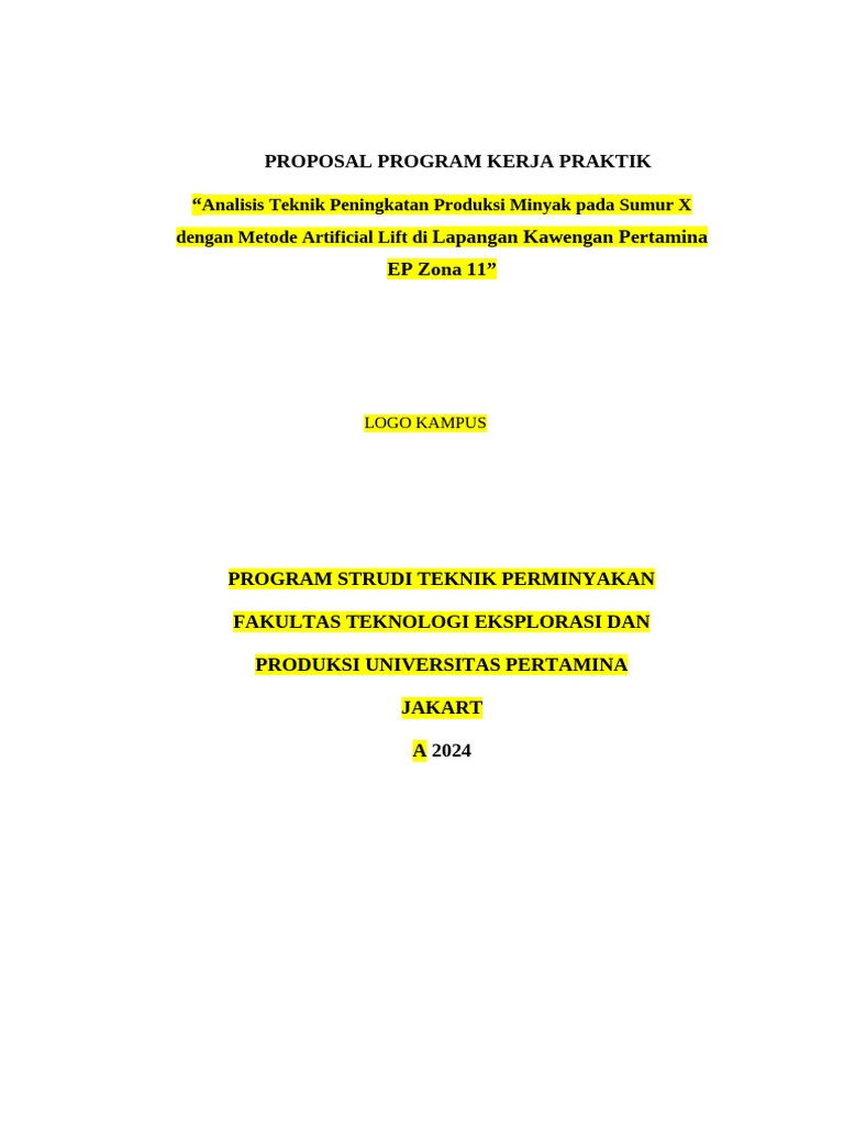Proposal Program Kerja Praktik - Magang - XXXXXX | PDF