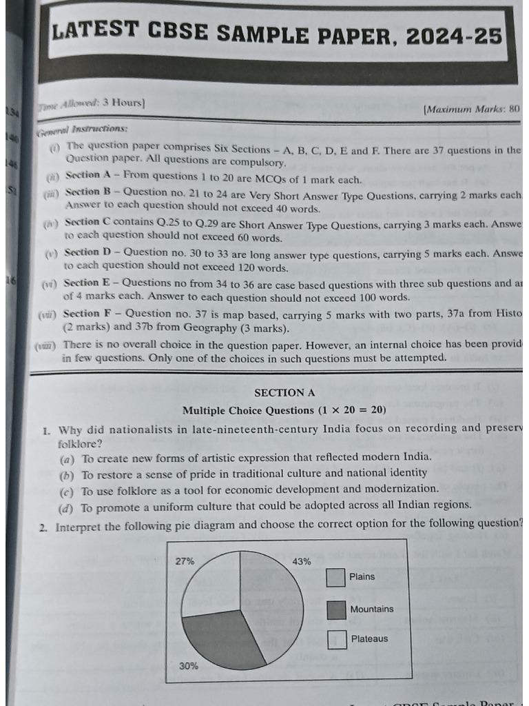 Sample Paper 1 SST 10 | PDF