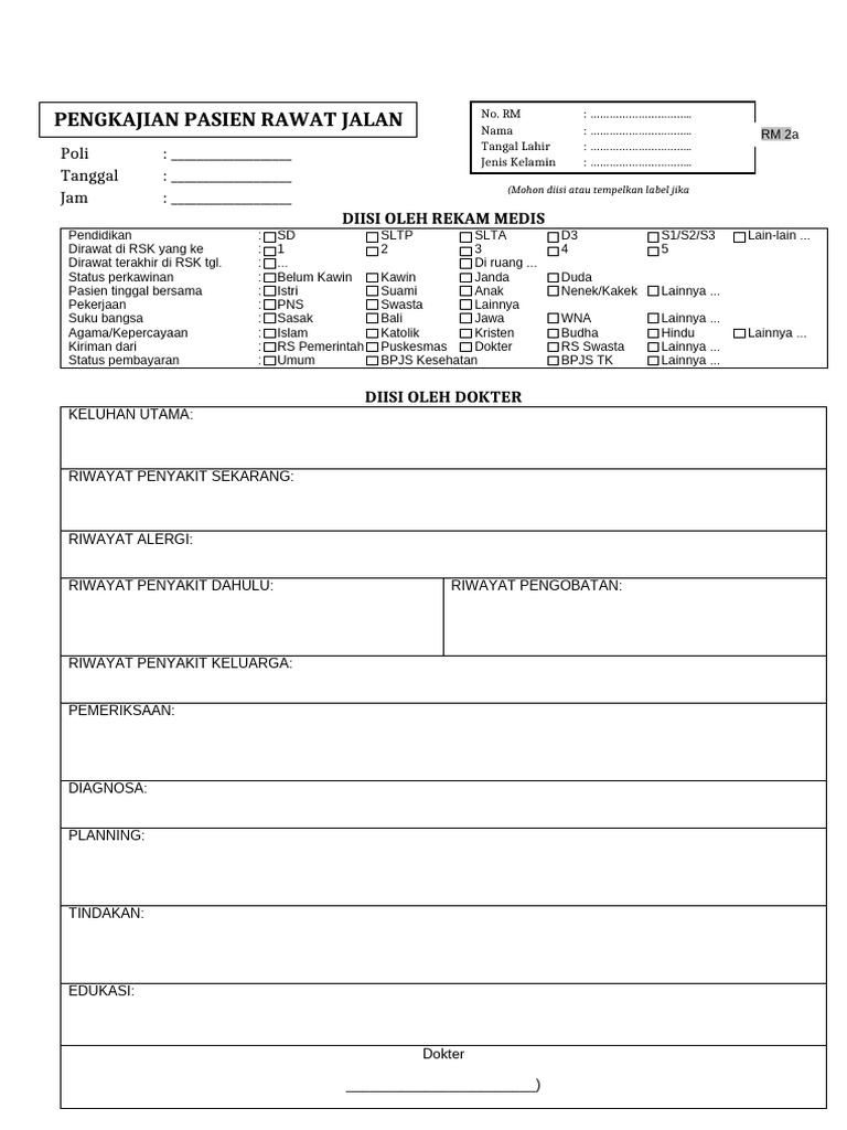 Form .Pengkajian Rawat Jalan | PDF