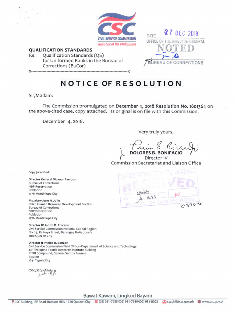 Qualification Standard (QS) For Uniformed Ranks in Bucor | PDF