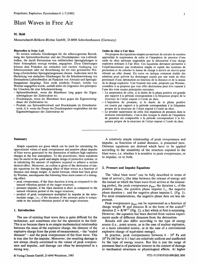 Blast Wave Calculations for Explosives | PDF | Waves | Equations