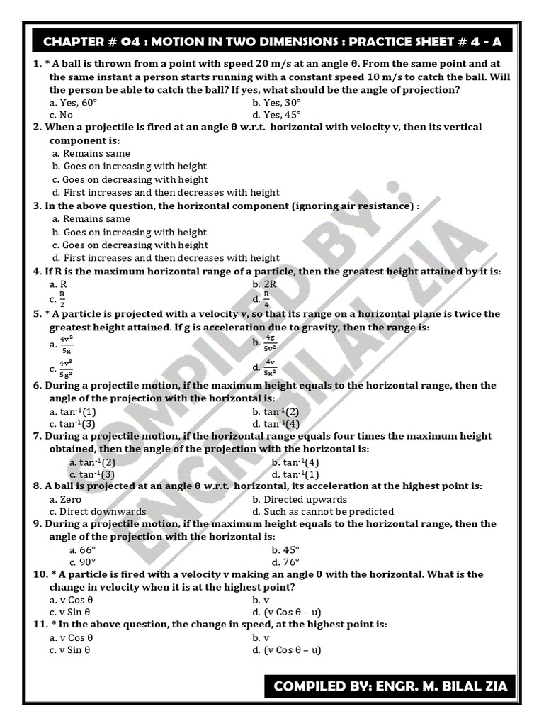 Projectile Motion Practice Problems | PDF | Projectiles | Mechanics