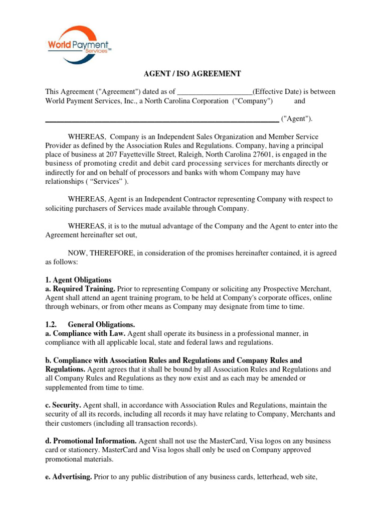 agent-iso-agreement_compress | PDF | Indemnity | Visa Inc.