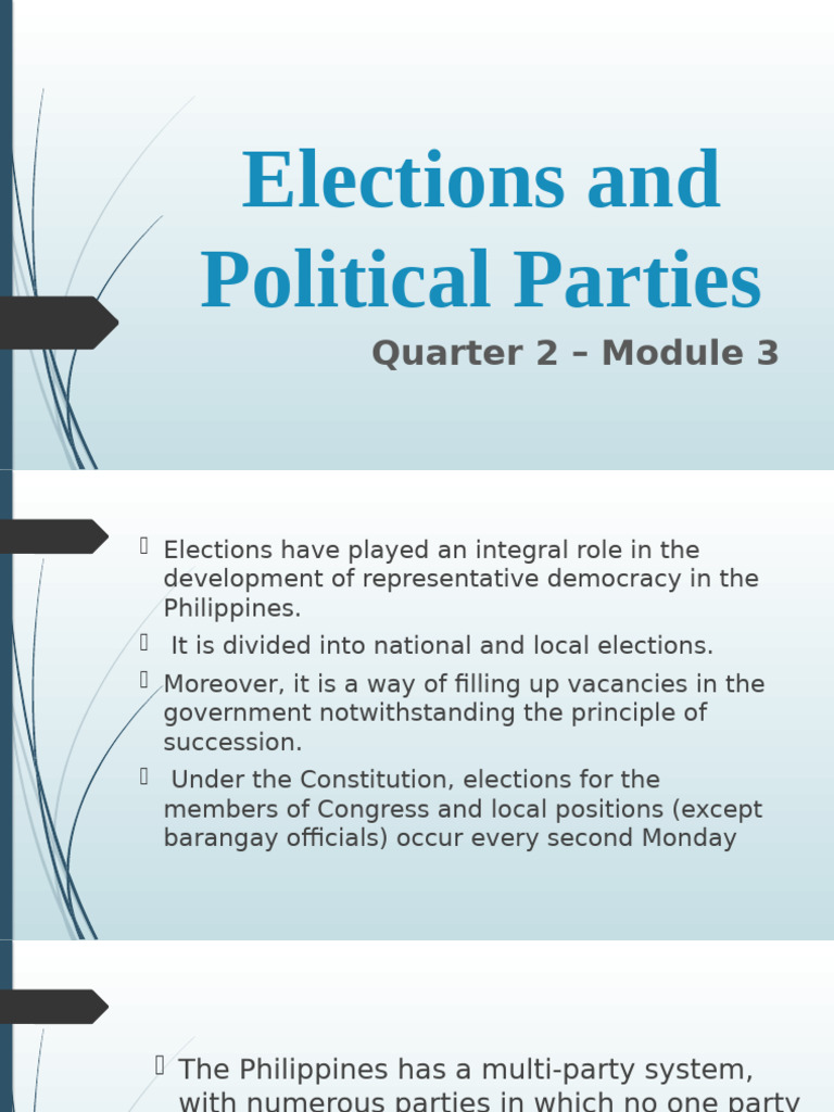 Q2 M3 Elections and Political Parties | PDF | Political Parties | Elections