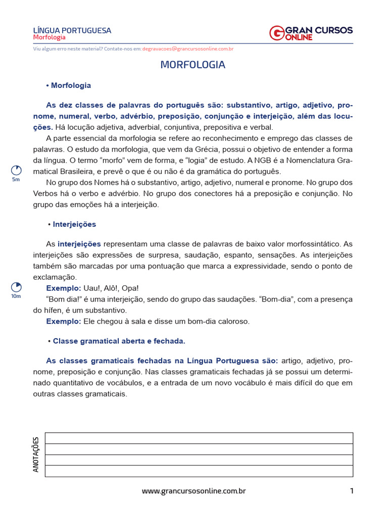 Resumo 1831410 Elias Gomes Santana 225304740 Lingua Portuguesa Fgv 2022 Aula 08 Morfo 1648142326 ...