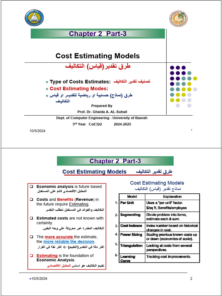 3 Ch02 - Part-3 Cost Estimating Models 2024-2025 Ver.2 | PDF