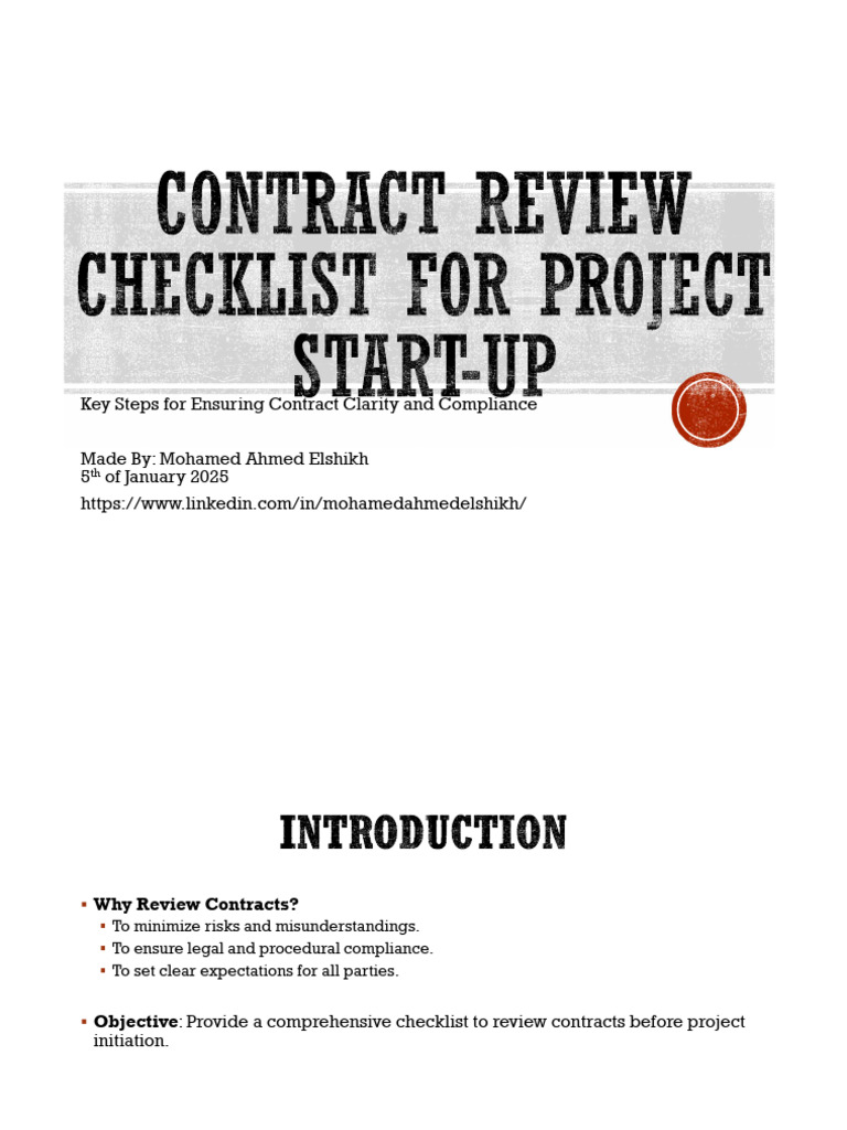 Key Steps For Ensuring Contract Clarity and Compliance Check List | PDF ...