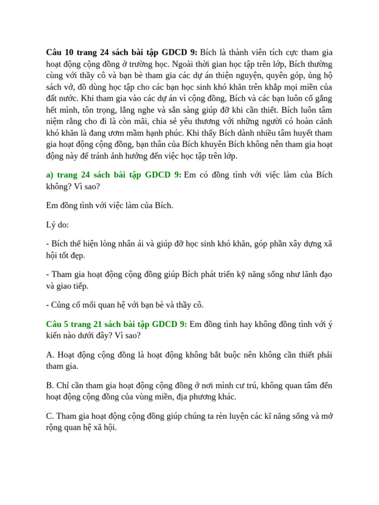 a) trang 24 sách bài tập GDCD 9 | PDF