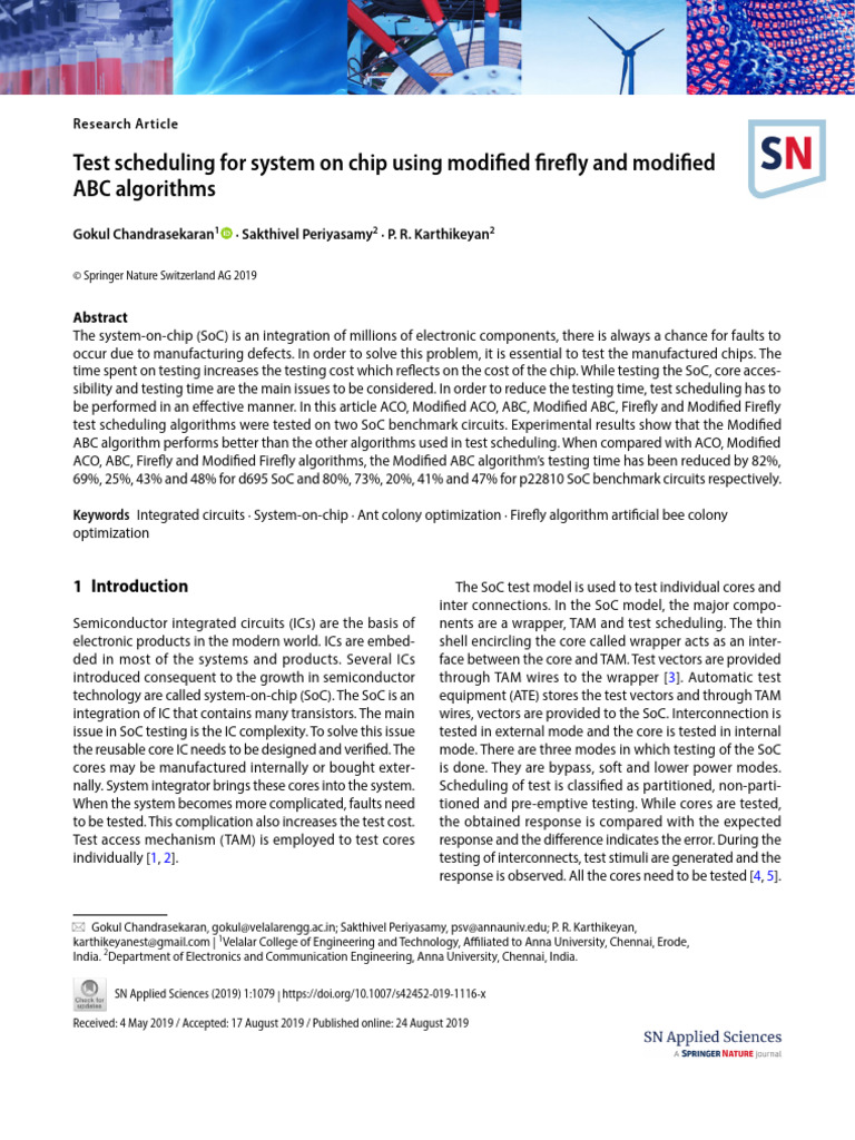 Test Scheduling for System on Chip Using Modified Firefly and Modified ... Test Scheduling for System on Chip Using Modified Firefly and Modified ...
