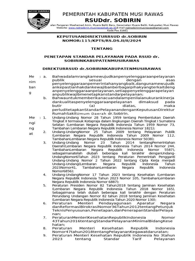 STANDAR PELAYANAN 2024 Gizi | PDF