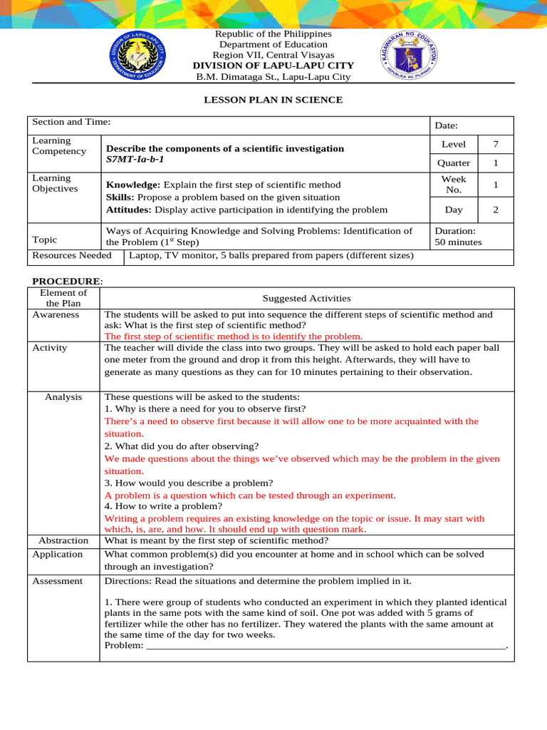 Science7_Q1_W1_D2 | PDF | Scientific Method | Learning