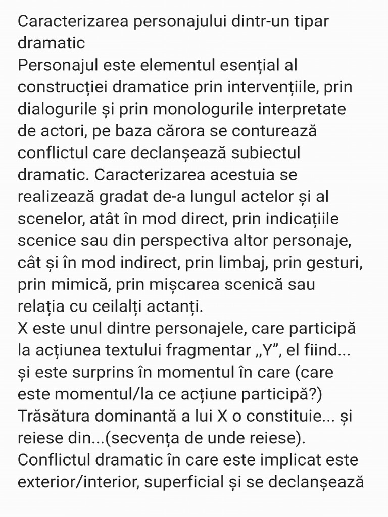 Caracterizare Personaj | PDF