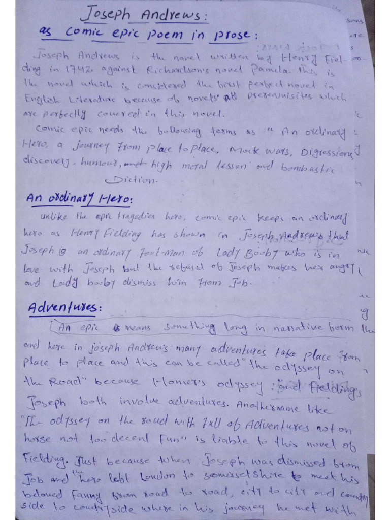 Joseph Andrews As Comic Epic in Prose | PDF