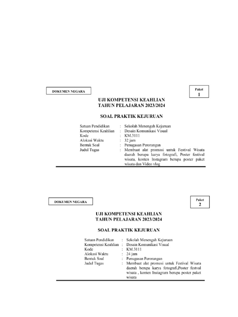 PILIHAN PAKET UKK 2024 | PDF