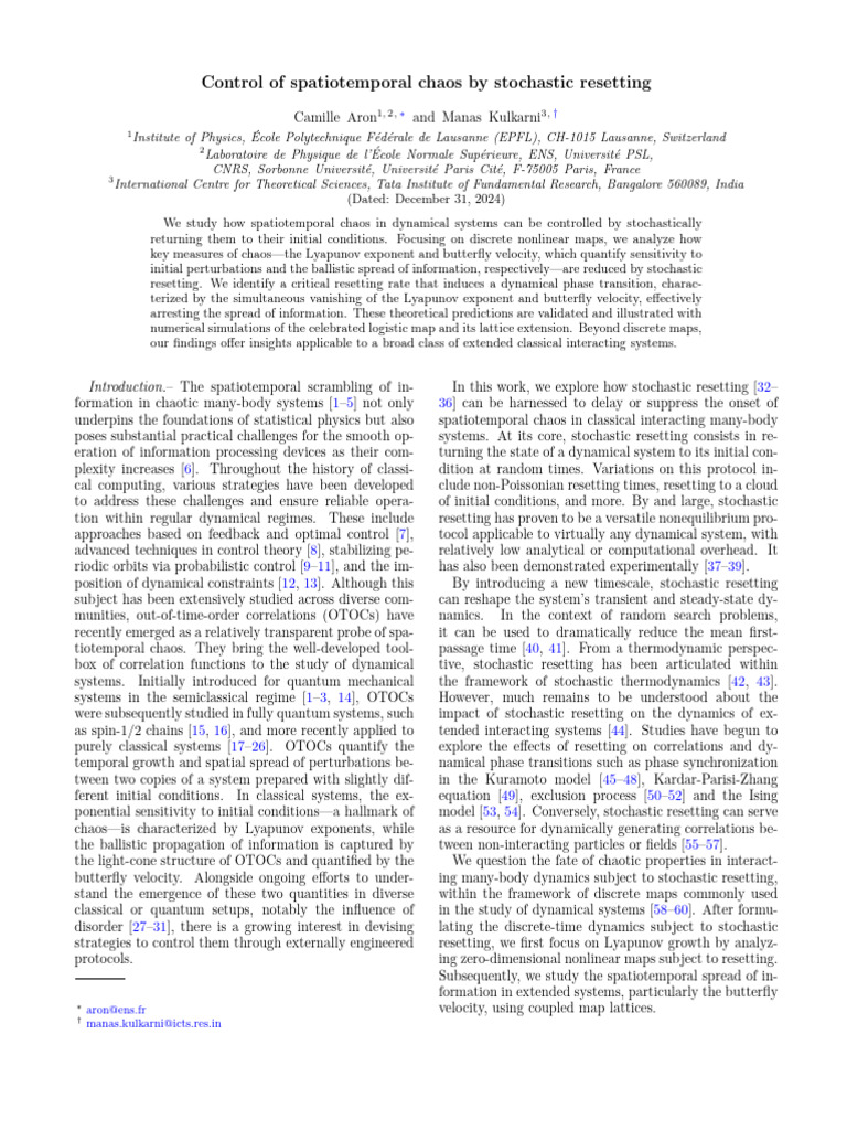 Control of Spatiotemporal | PDF | Chaos Theory | Dynamical System