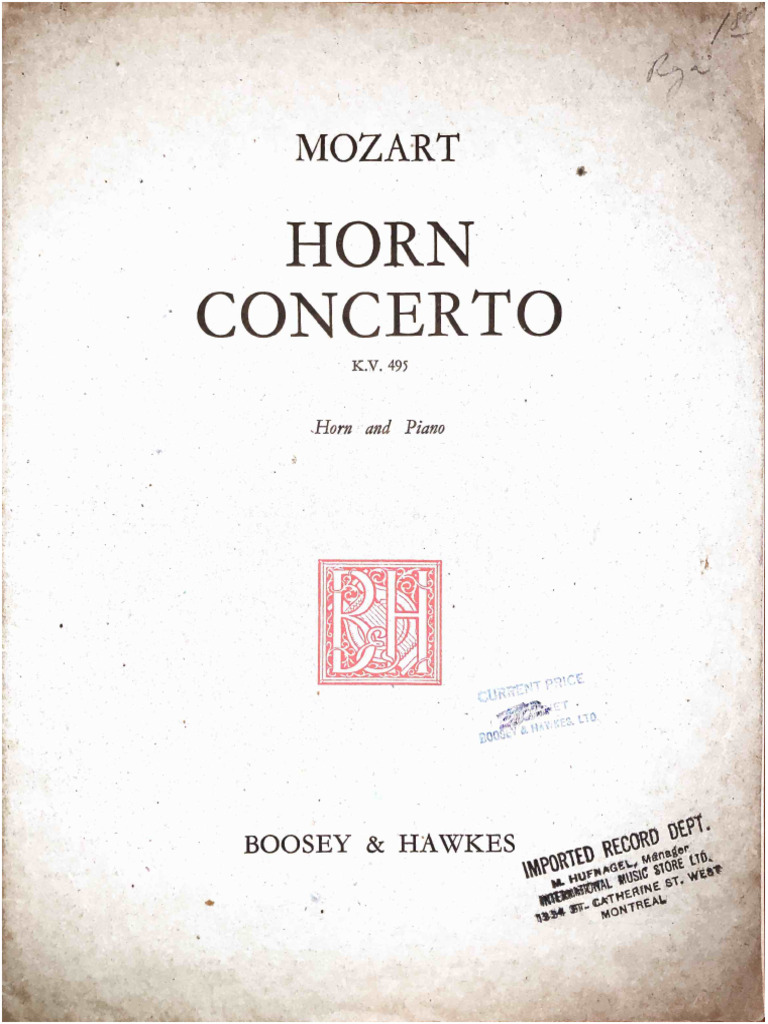 Horn Concert Mozart kv.495 Parte de Piano | PDF