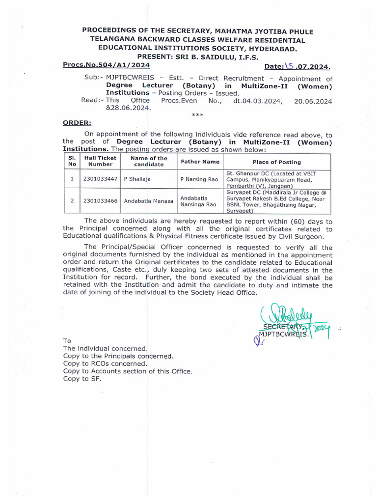 Dl Mz-2 Women Appointment Orders | PDF