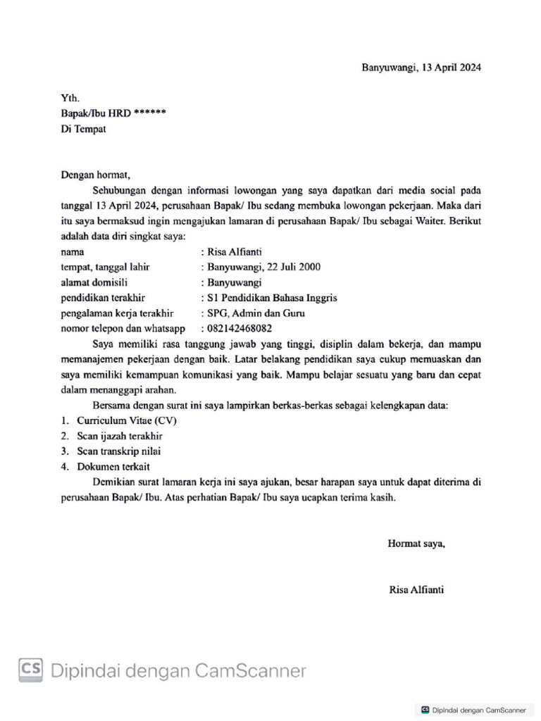 Berkas Lamaran | PDF