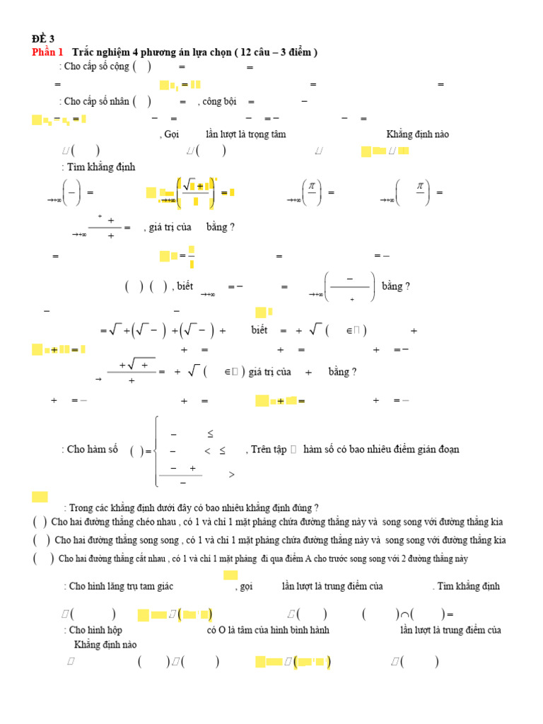 ĐỀ 3- Ôn Cuối HK 1 | PDF