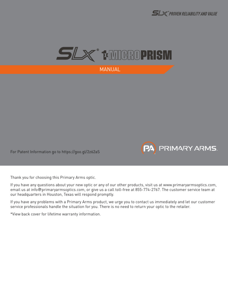 SLX 1x MicroPrism Manual v6 | PDF | Telescopic Sight | Optics