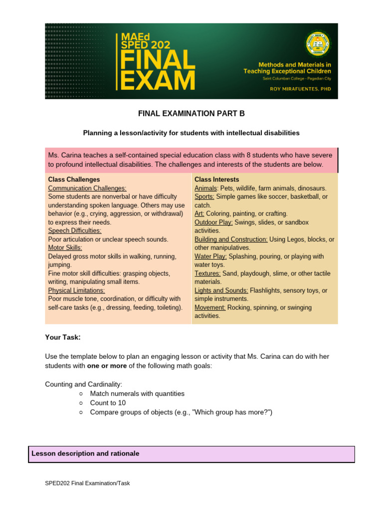 FLORRIZA BOMBIO - SPED 202 Final Exam PART B | PDF | Shape ... FLORRIZA BOMBIO - SPED 202 Final Exam PART B | PDF | Shape ...