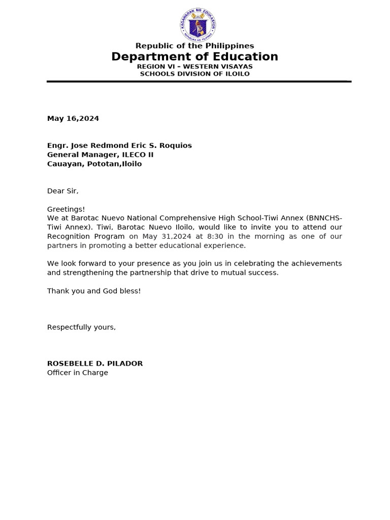 Letter of Invitation To Partners | PDF