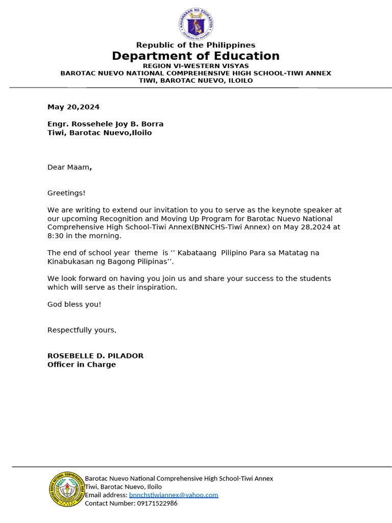 Keynote Invitation for School Event | PDF