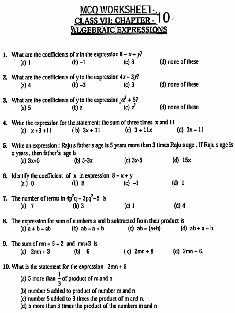 Algebraic Expression | PDF