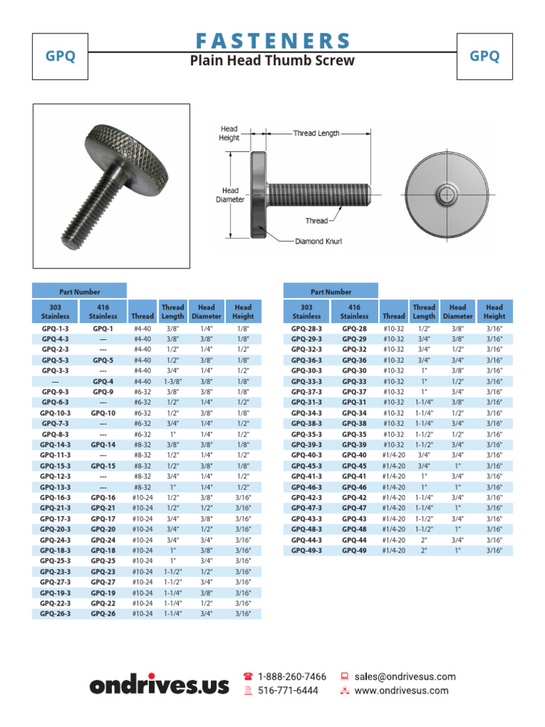 Fasteners Plain Thumb Screws GPQ | PDF | Screw | Machines