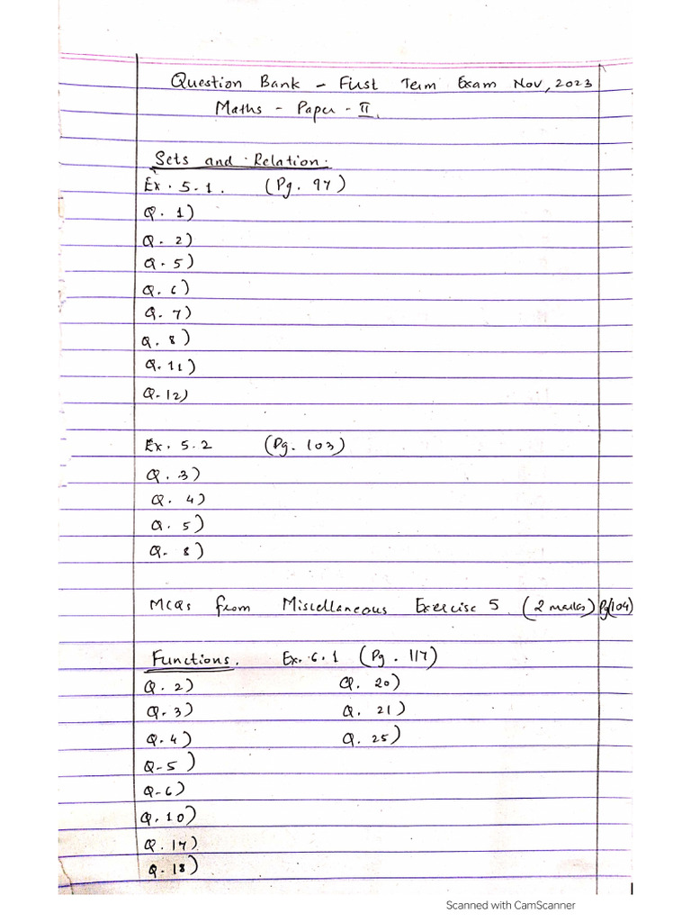 QB Maths Paper II Term Exam | PDF QB Maths Paper II Term Exam | PDF