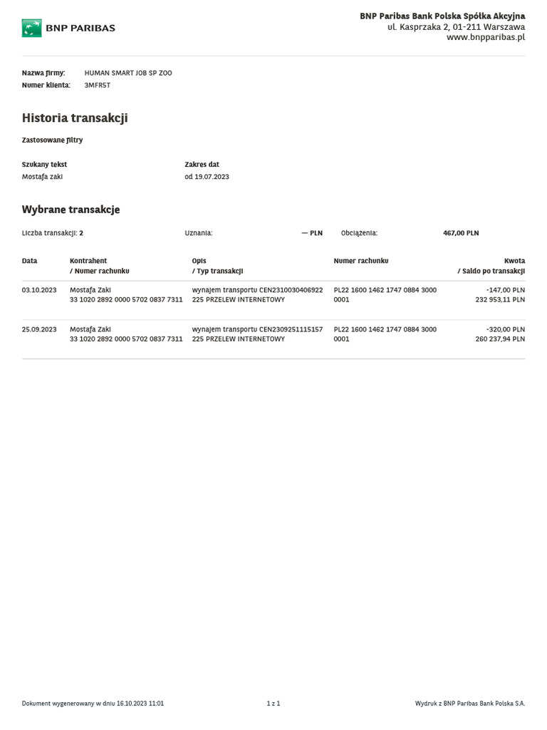 Historia Transakcji 20231016110101 | PDF