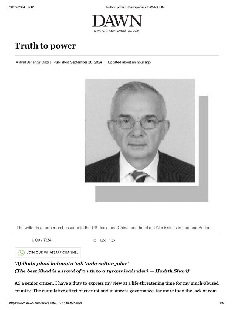 Truth To Power - Newspaper | PDF | Pakistan