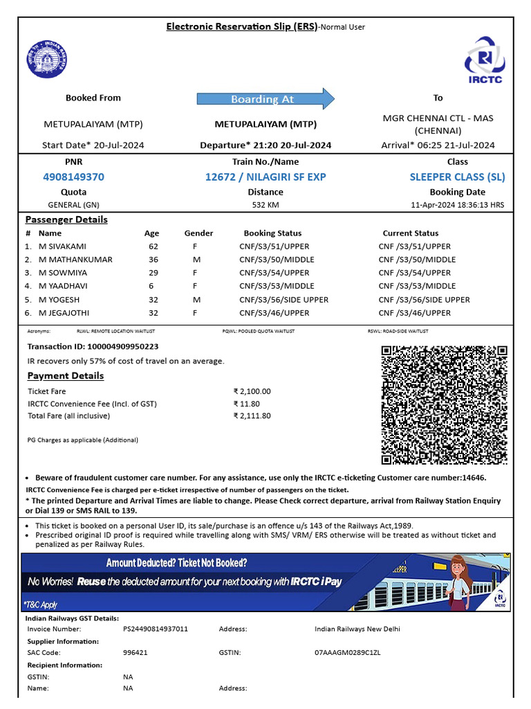 MTP to MAS | PDF | Rail Transport