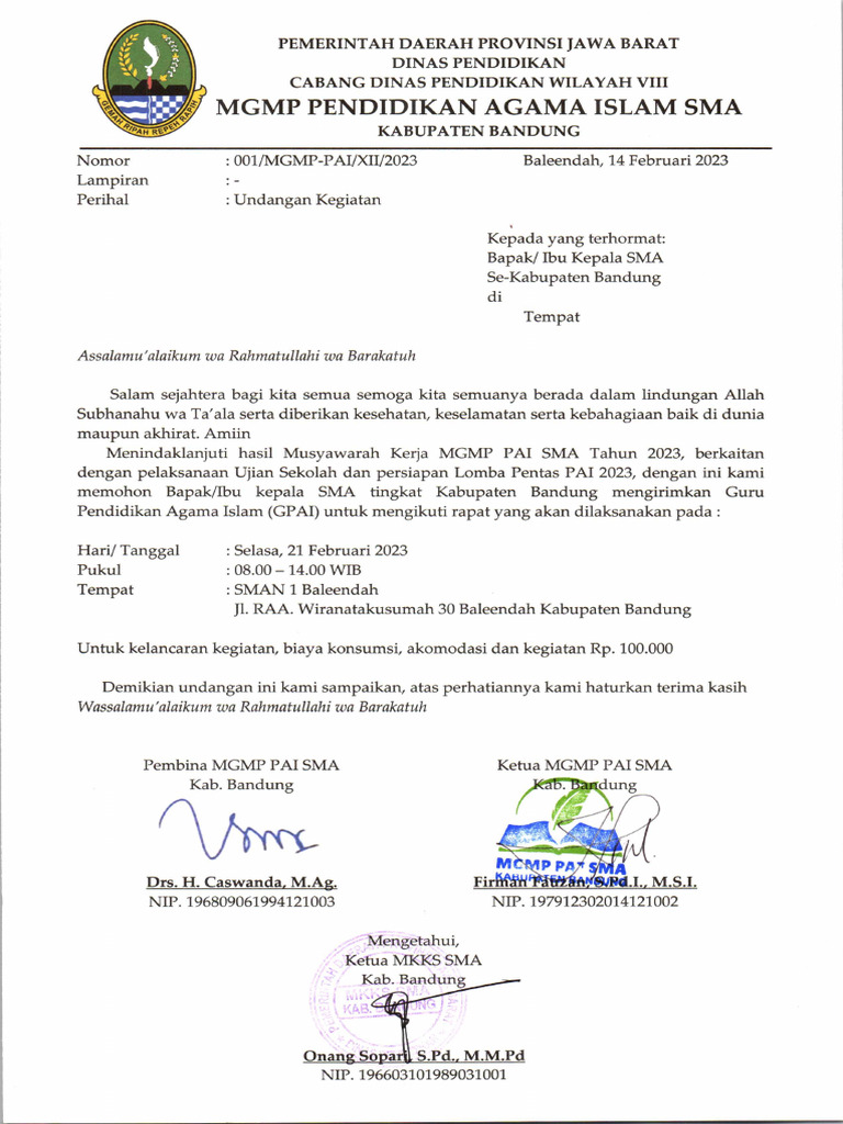 Undangan MGMP | PDF