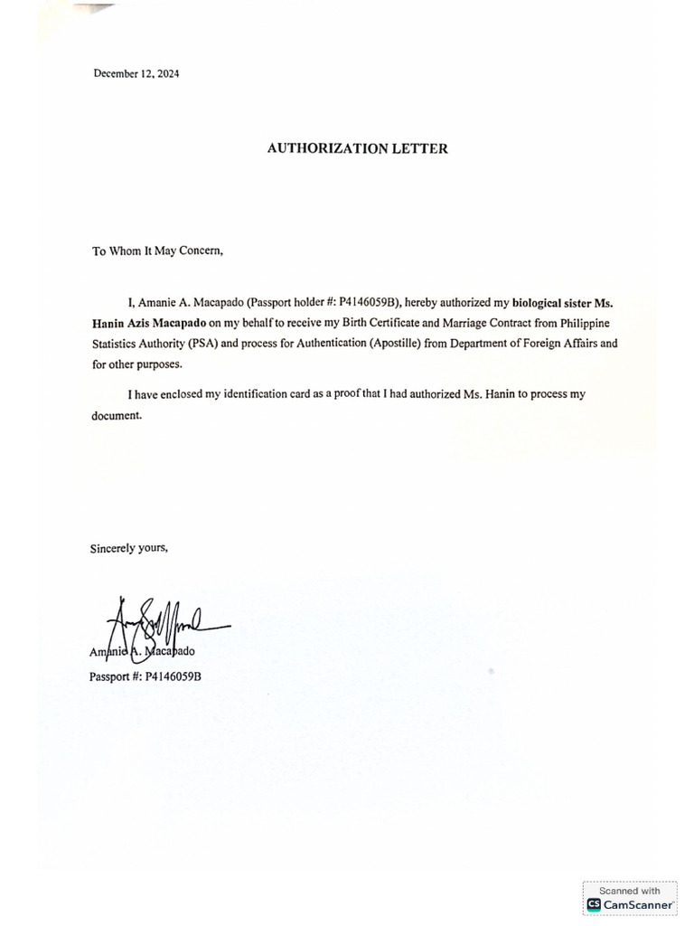Authorization Letter | PDF