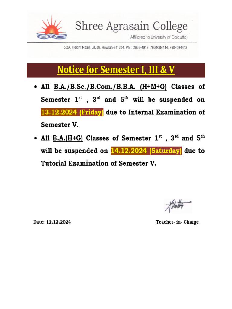 Class Suspend Sem 1+3+5 | PDF