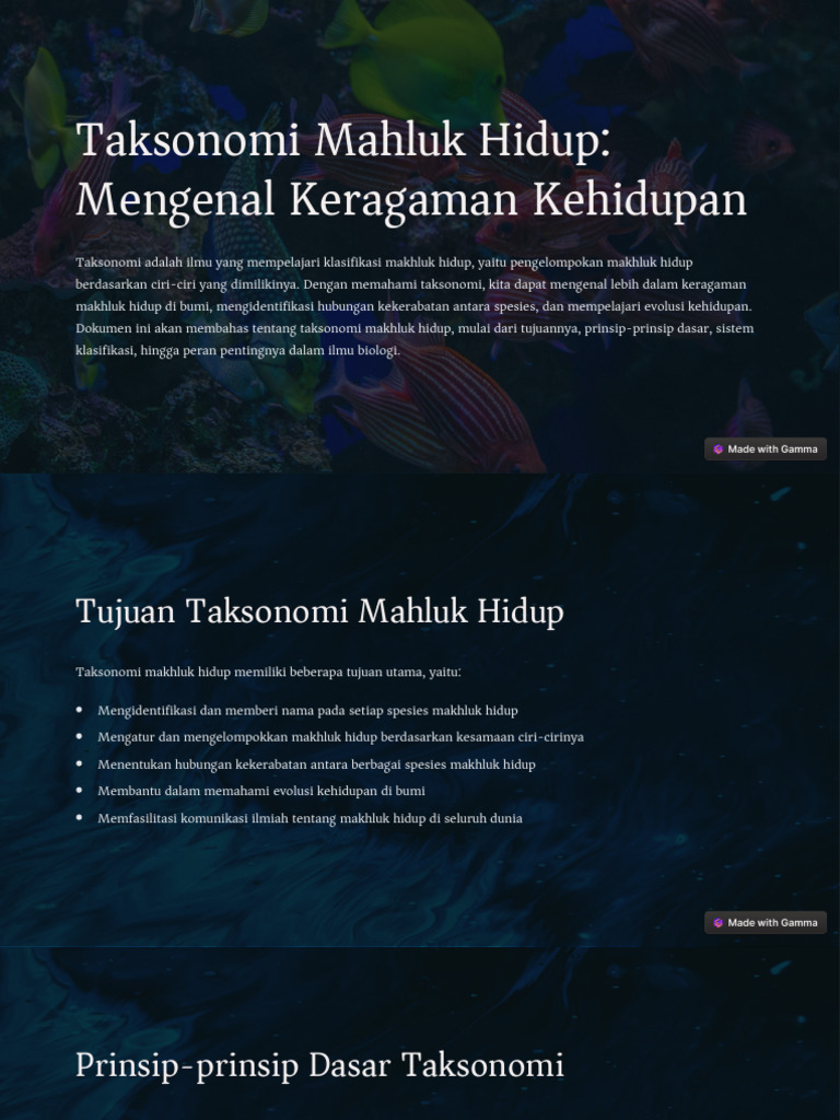 Taksonomi Mahluk Hidup: Klasifikasi dan Peran | PDF