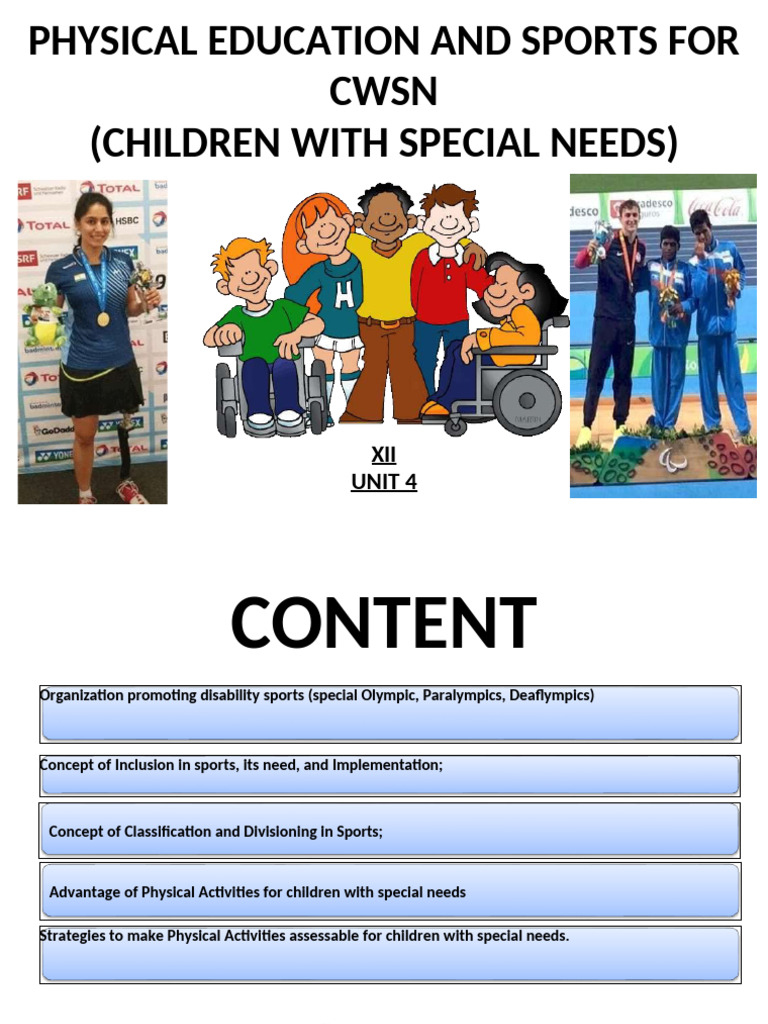 UNIT- 4 CWSN | PDF | Paralympic Games | Inclusion (Education)