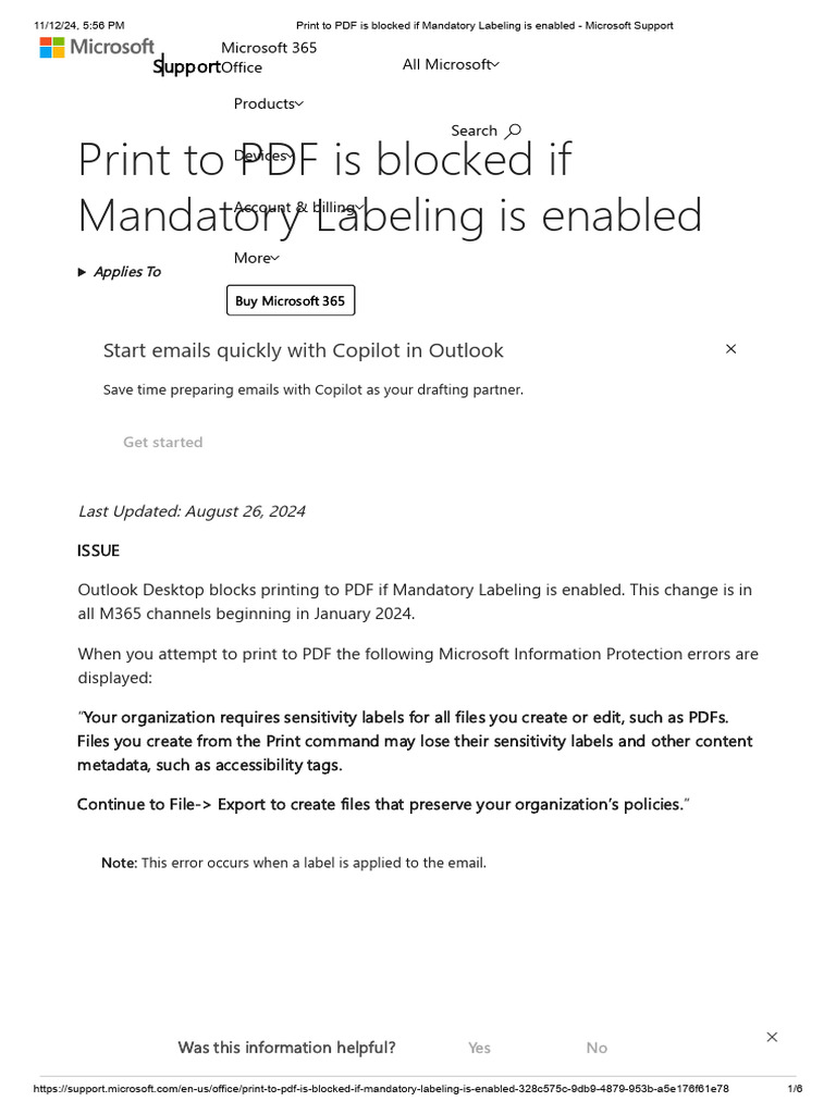 Print To PDF Is Blocked If Mandatory Labeling Is Enabled - Microsoft ...