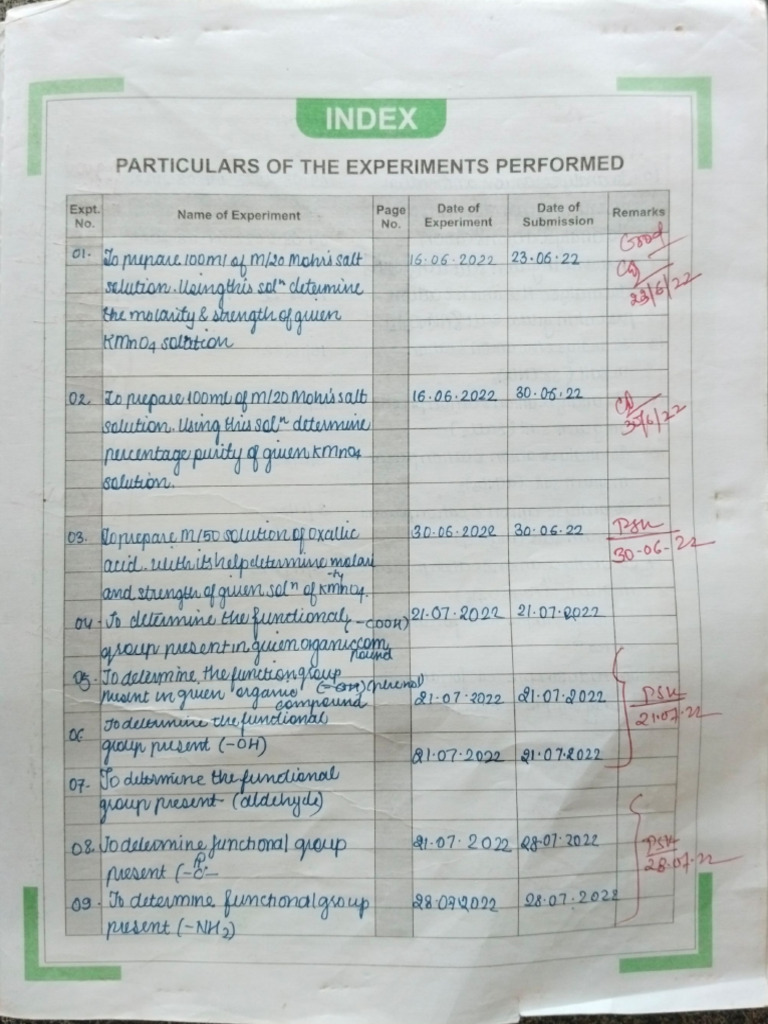 Chemistry Lab Manual | PDF