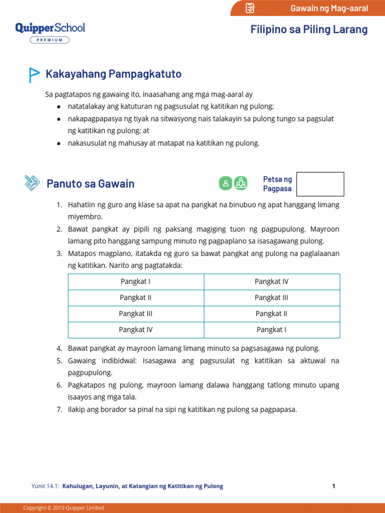 AW2 - FPL - 11 - 12 Q2 1401 - Kahulugan, Layunin, at Katangian NG ...