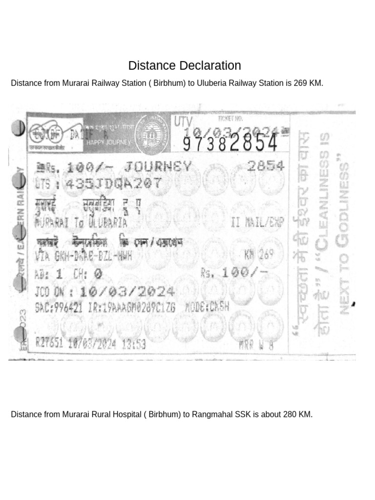 Distance Declaration | PDF