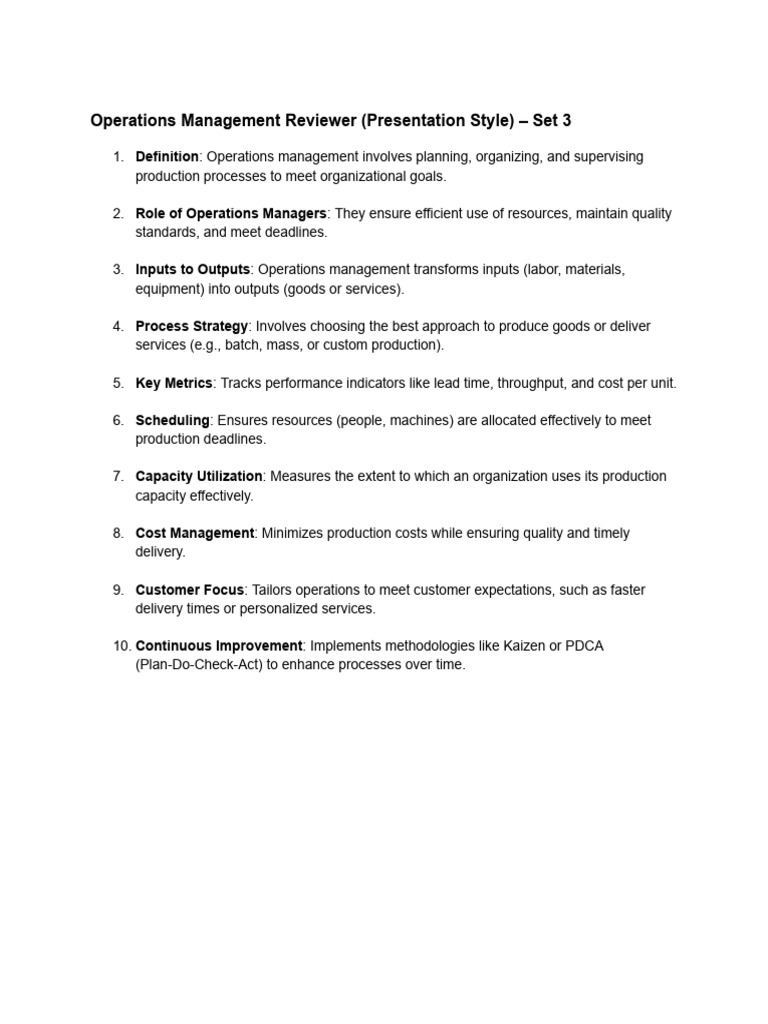 Operations Management Overview and Strategies | PDF
