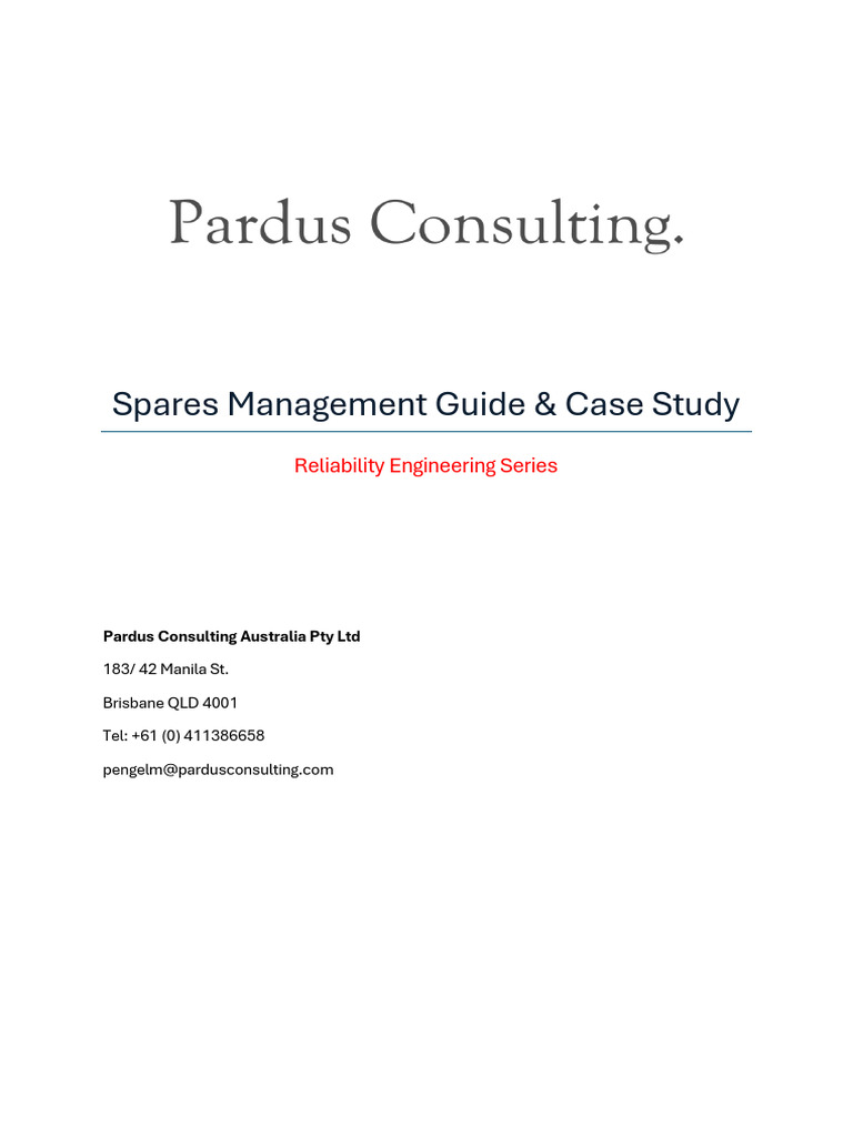 Spares Management Guide + Case Study - Pardus Consulting-1 | PDF | Standard Deviation | Inventory