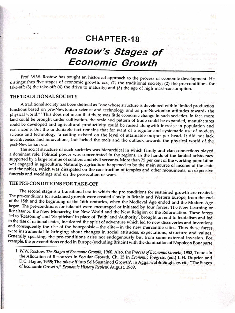 Rostow's Stages of Economics Growth | PDF