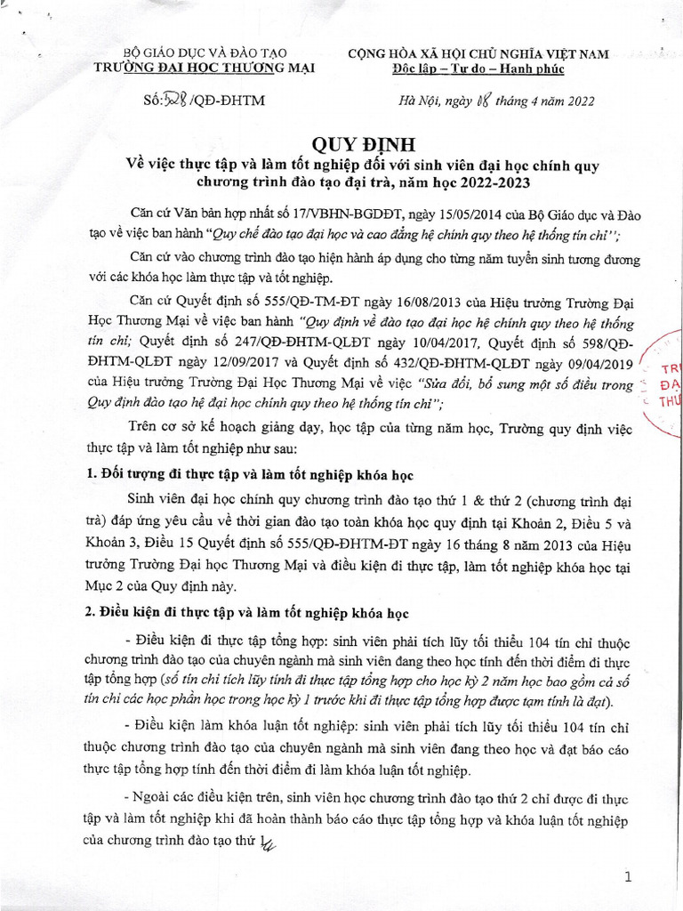 Quy Dinh Thuc Tap | PDF