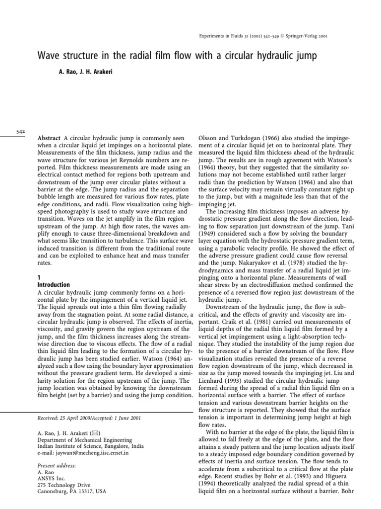 Experiments in Fluids Volume 31 Issue 5 2001-A. Rao J. H. Arakeri - Wave Structure in The Radial ...