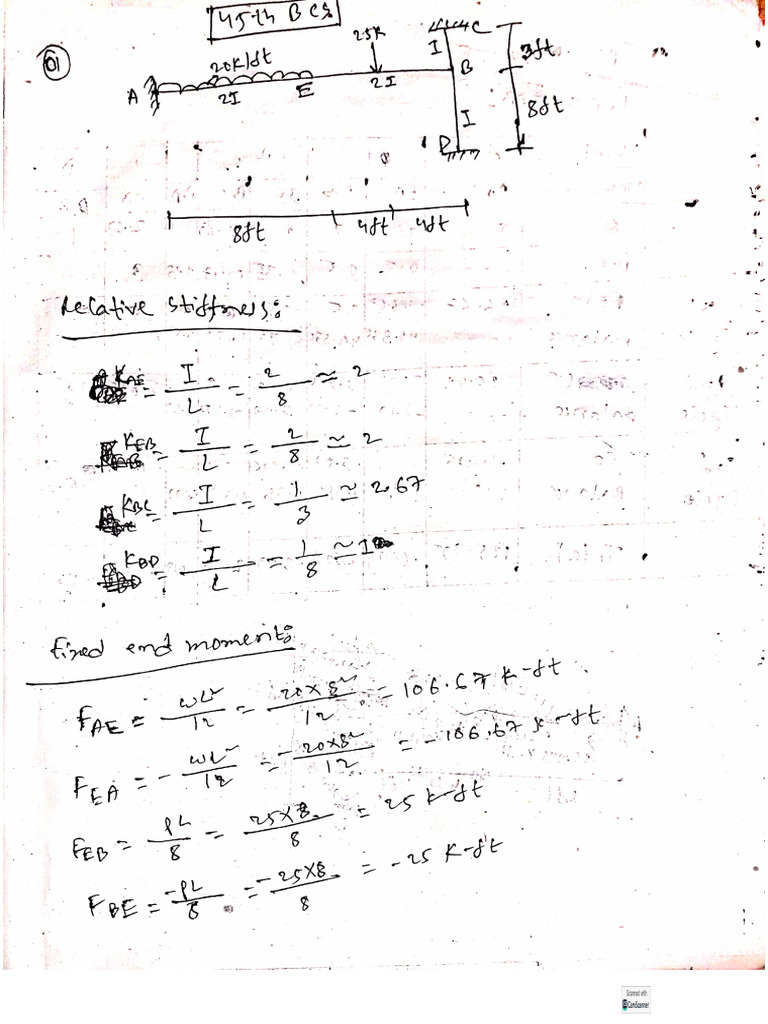 45th BCS Civil Written Moment Distribution Math Solution | PDF